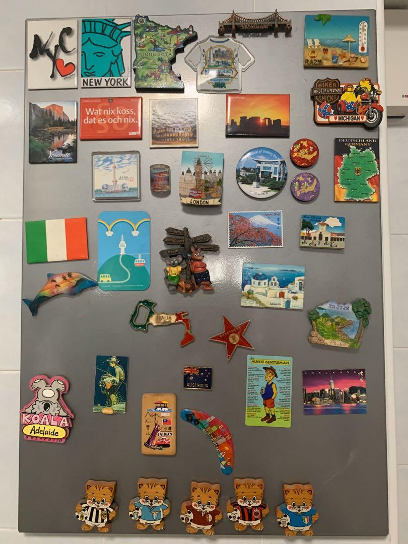Fridge magnets (many countries in the world) and board, Furniture ...