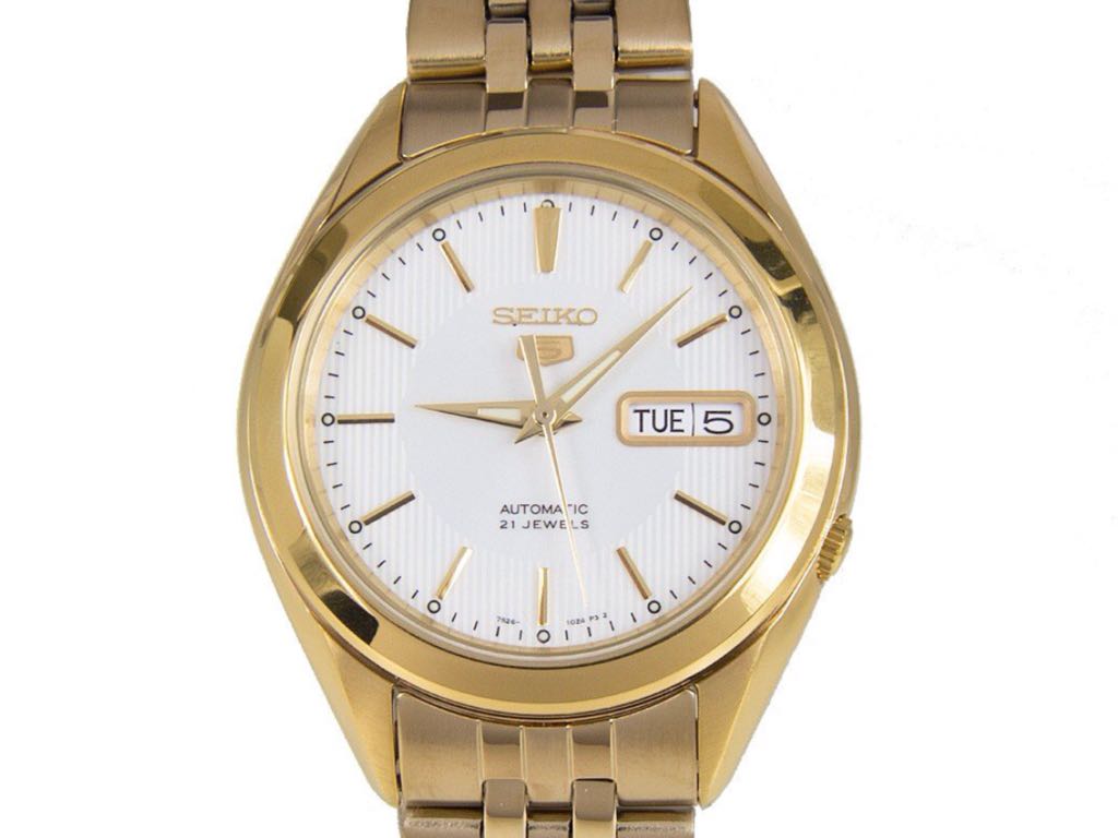 Seiko 5 SNKL26 Gold Tone Automatic Watch SNKL26K1 Brand New, Men's ...