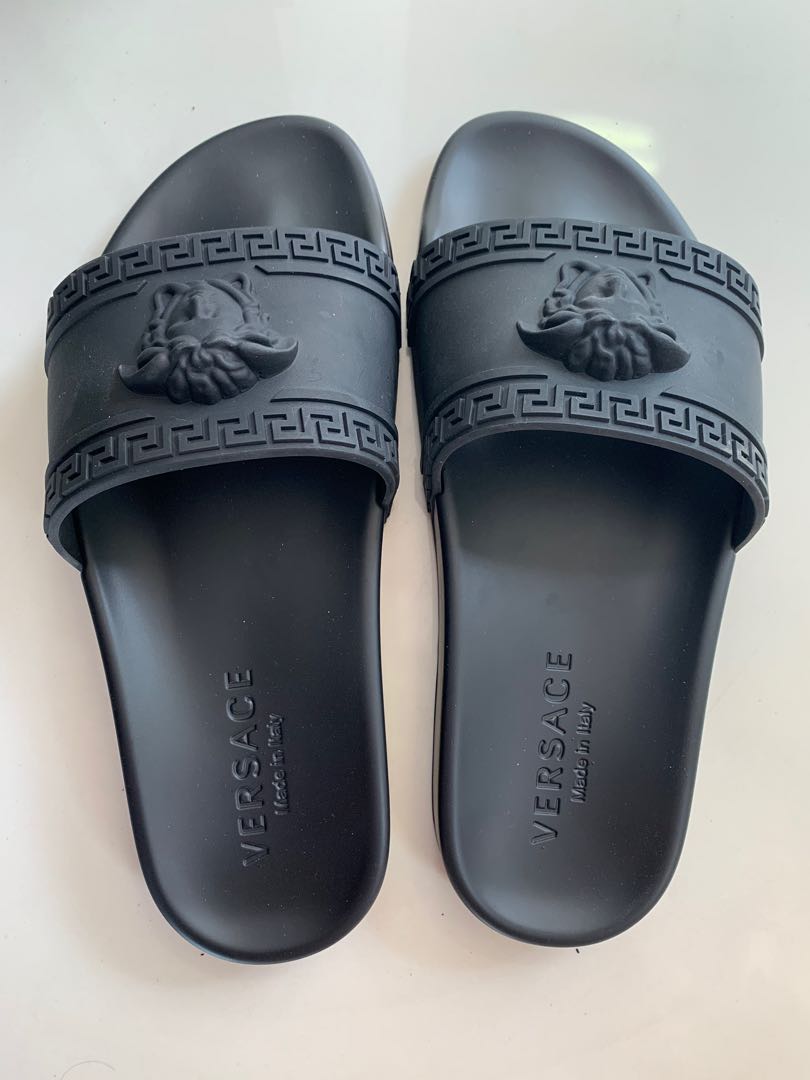 Versace slides black, Women's Fashion, Footwear, Flipflops and Slides ...