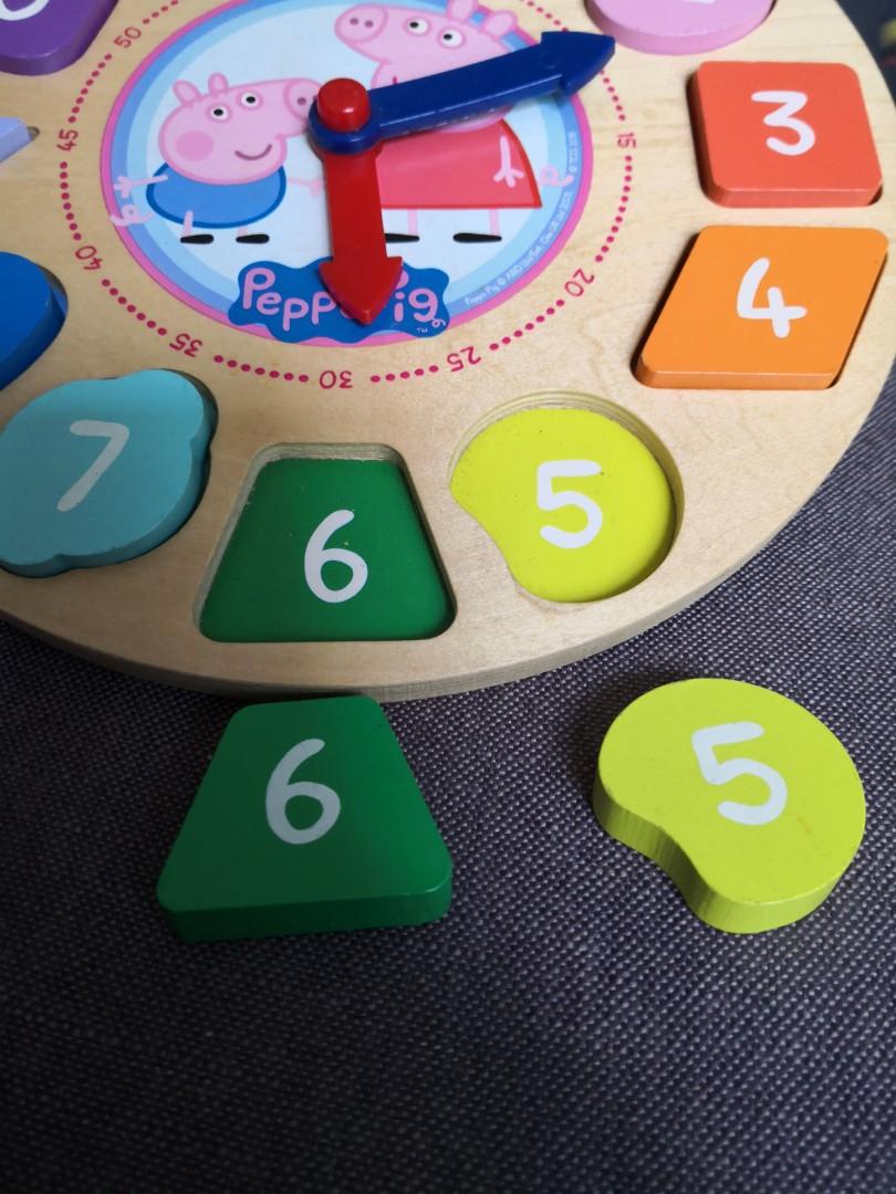 Wooden Peppa Pig Clock, Hobbies & Toys, Toys & Games on Carousell