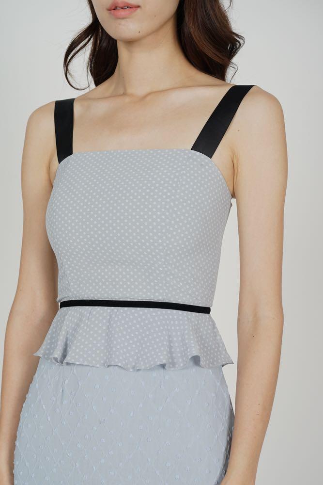 Odine Ruffled Dress in Ash Blue, Women's Fashion, Dresses & Sets ...