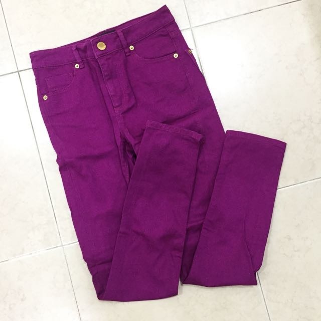 Original warehouse long pant purple denim jeans, Women's Fashion ...