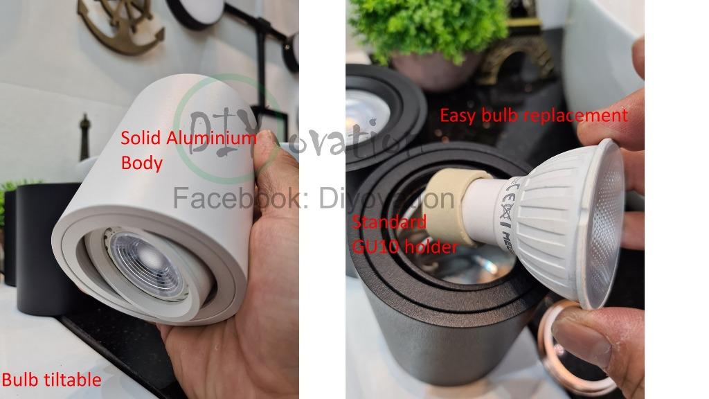 Surface GU10 Spot Light Casing/ Spotlight/ Milo Tin Light, Furniture ...