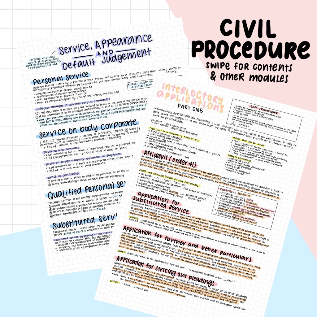 Civil Procedure Notes | Law Diploma | Handwritten Notes | LIST NOW ...