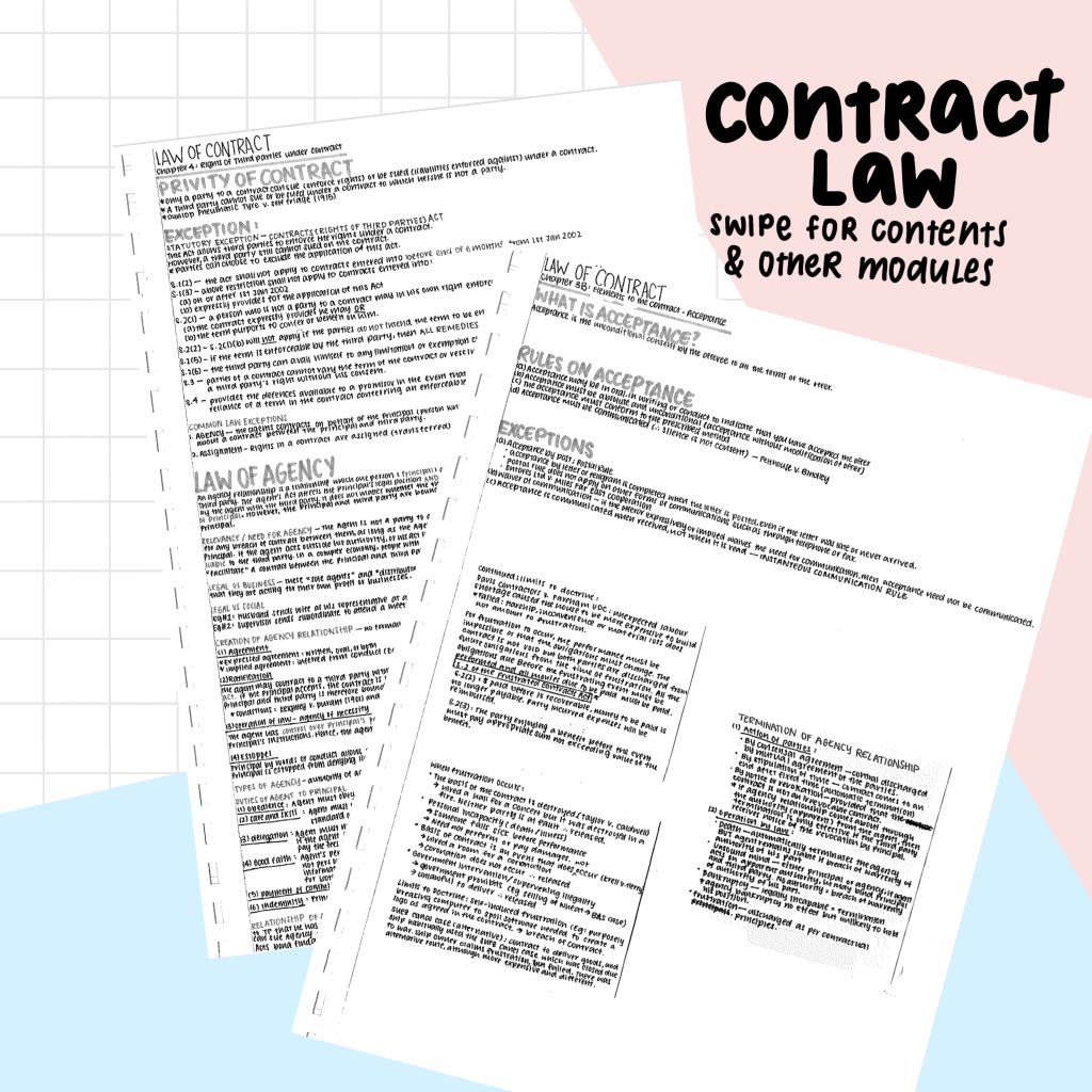 Contract Law Notes | Law Diploma | Handwritten Notes| LIST NOW, Hobbies ...