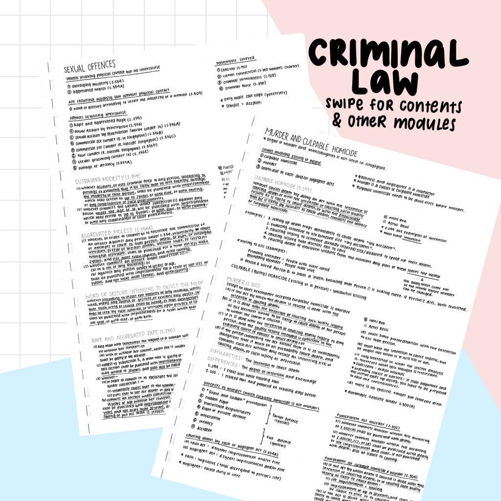 Criminal Law Notes | Law Diploma | Handwritten Notes, Hobbies & Toys ...