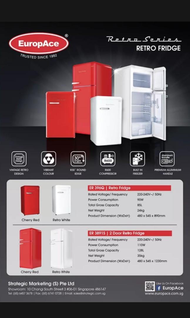 EuropAce 115L Retro 2 Door Fridge (White) - Brand New - Last set, TV ...