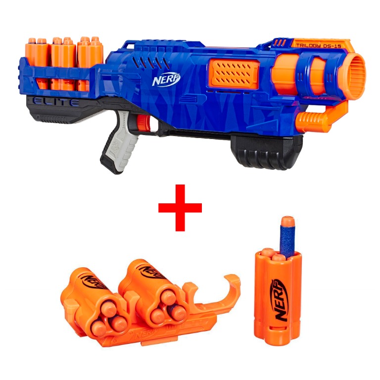 Nerf N-Strike Elite Trilogy DS-15 + Shell Upgrade Kit Bundle, Hobbies ...