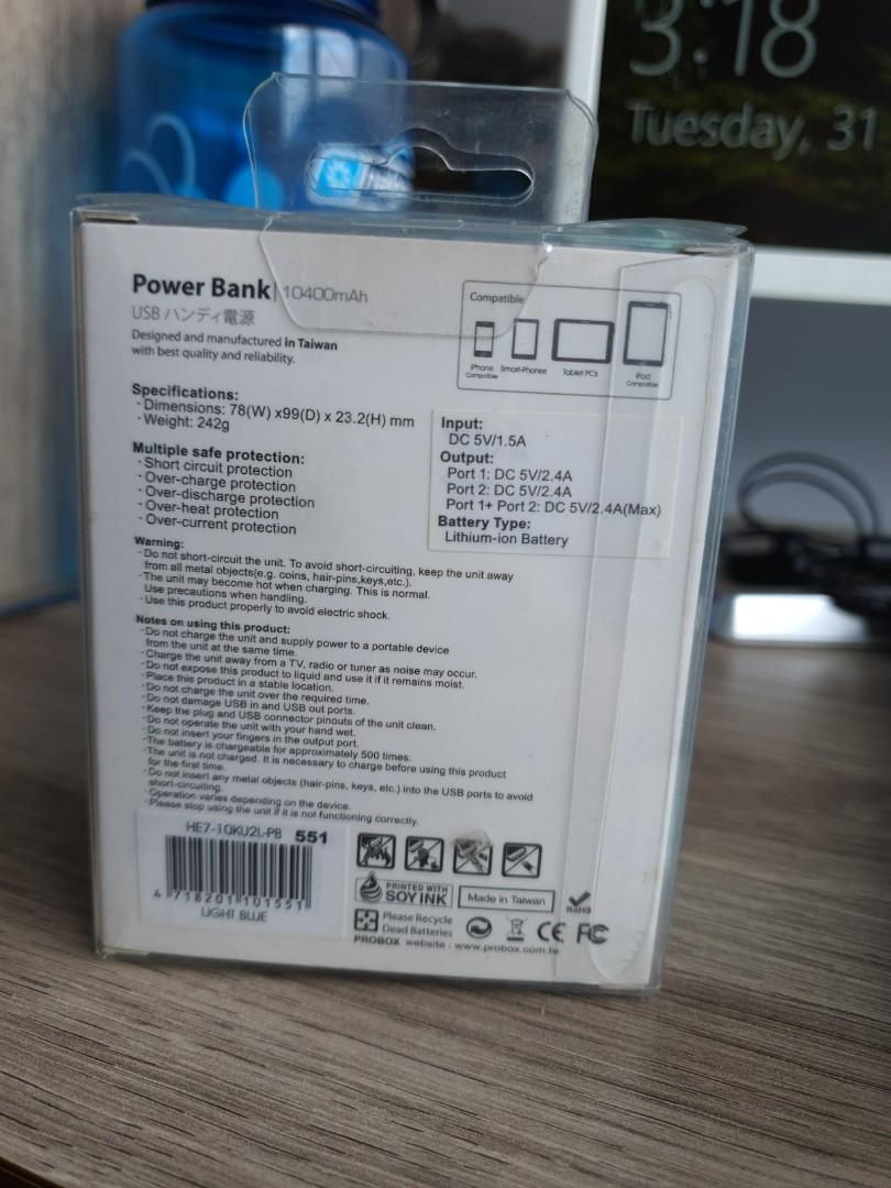 Probox Power bank 10400mAh, Mobile Phones & Gadgets, Wearables & Smart ...