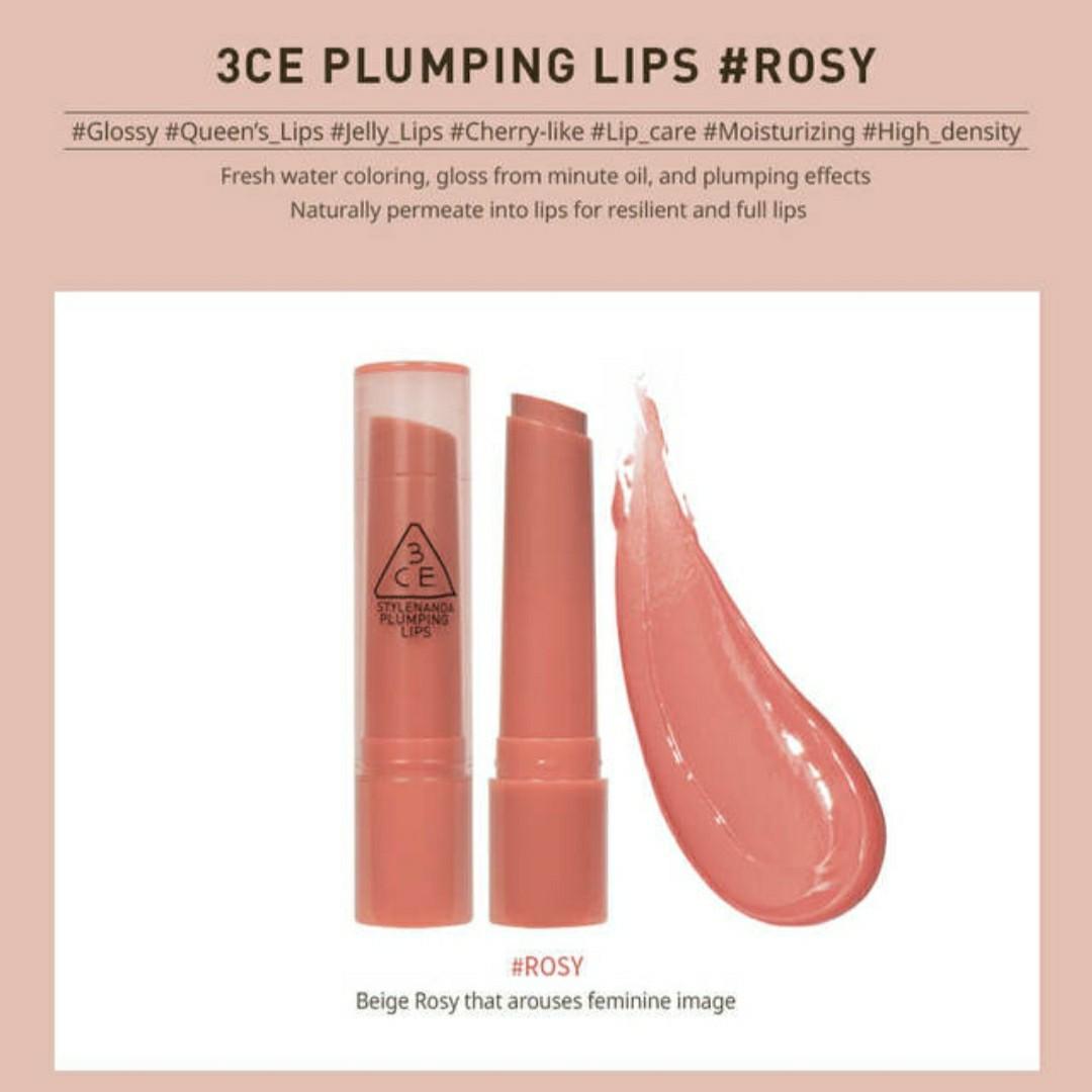 3ce plumping lips #rosy, Beauty & Personal Care, Face, Makeup on Carousell