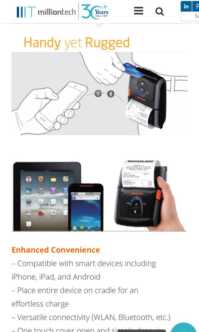 Mobile receipt printer Bixolon SPP-R300, Computers & Tech, Printers ...