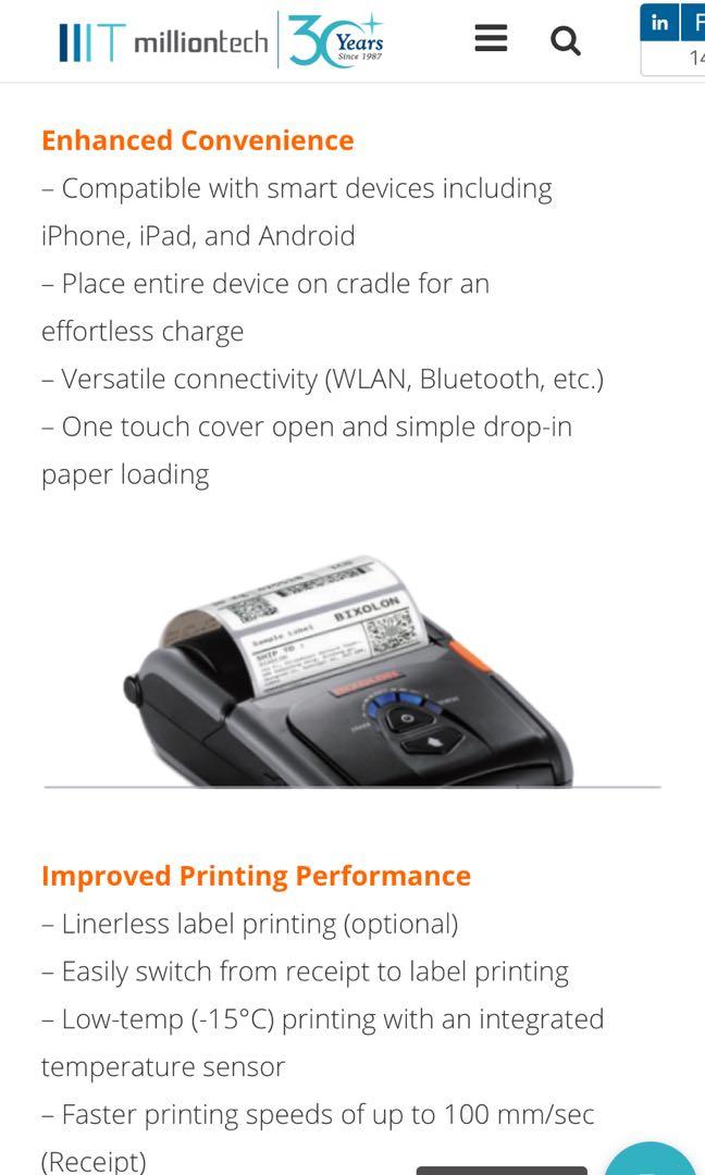 Mobile receipt printer Bixolon SPP-R300, Computers & Tech, Printers ...