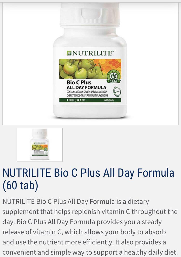 NUTRILITE Bio C Plus All Day Formula (60 tab), Health & Nutrition ...
