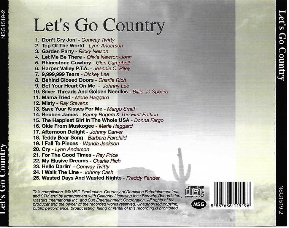 Country Classic CD - Let's Go Country Featuring Conway Twitty, Glen ...