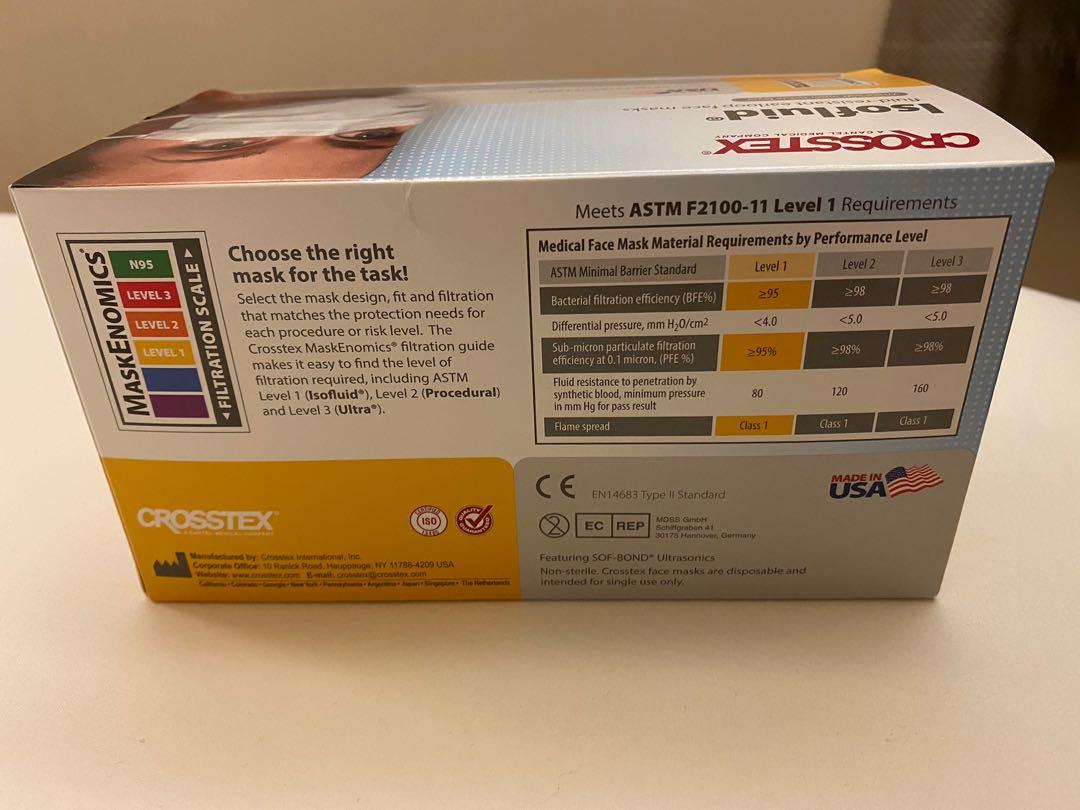 Crosstex ASTM Level 1, 健康及營養食用品, 口罩、面罩 - Carousell