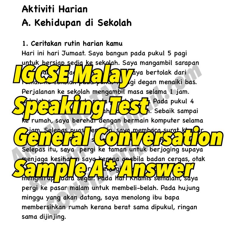 IGCSE Malay Speaking Sample Answer, Hobbies & Toys, Books & Magazines ...