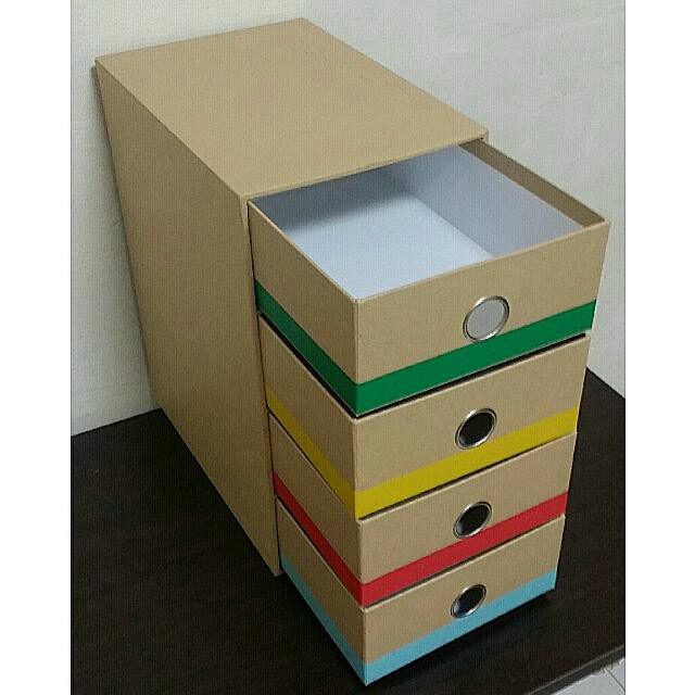 IKEA Lattfattlig Mini Cardboard Drawers Chest, Furniture & Home Living ...