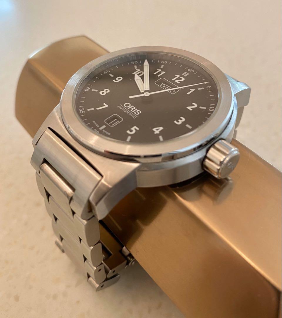 Oris BC3+ BC3 plus steel black face watch timepiece day date, Mobile ...