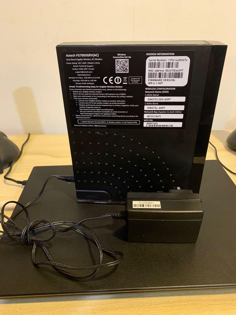 Singtel Aztech Wireless Router (AC Modem), Computers & Tech, Parts ...