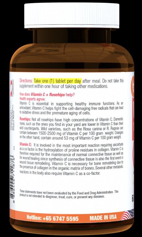 [BUNDLE OF 3] Principle Nutrition Vitamin C 1000mg + Rosehips 10mg [EXP 6/2023], Health ...