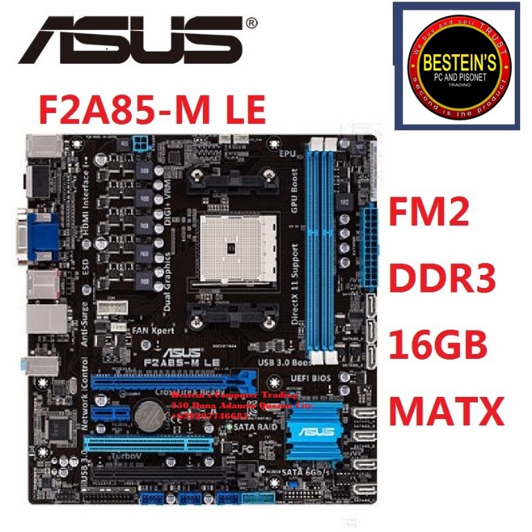 MOTHERBOARD, Asus F2A85-M LE DDR3 MICRO ATX DDR3 FM2 SOCKET, Computers & Tech, Parts ...