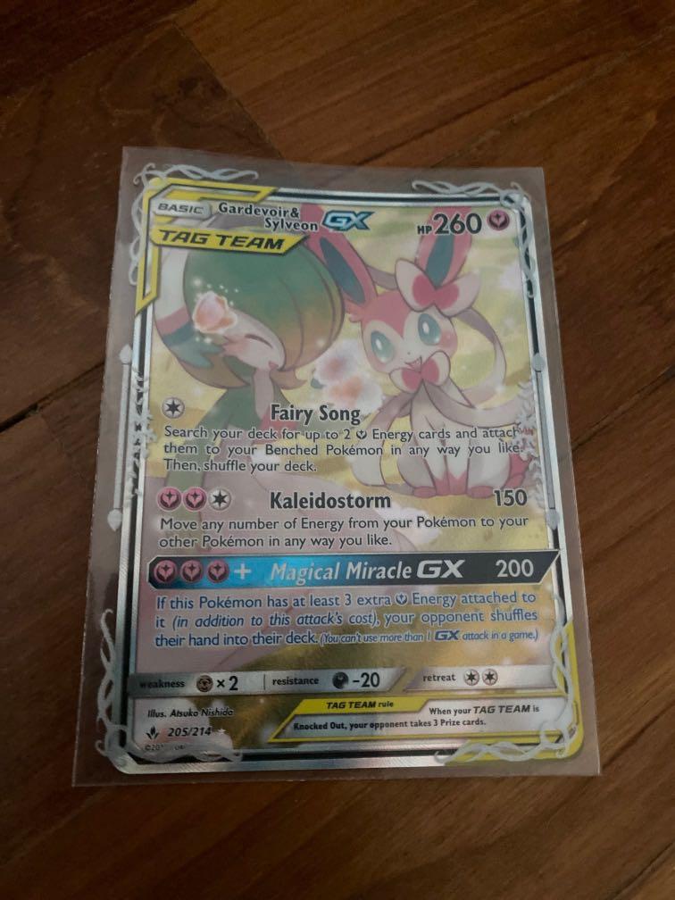 Gardevoir and Sylveon Tag Team GX - Full Art 205/214, Hobbies & Toys ...