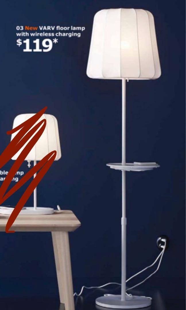 Ikea Floor Standing Lamp with Wireless Charging, Furniture & Home ...