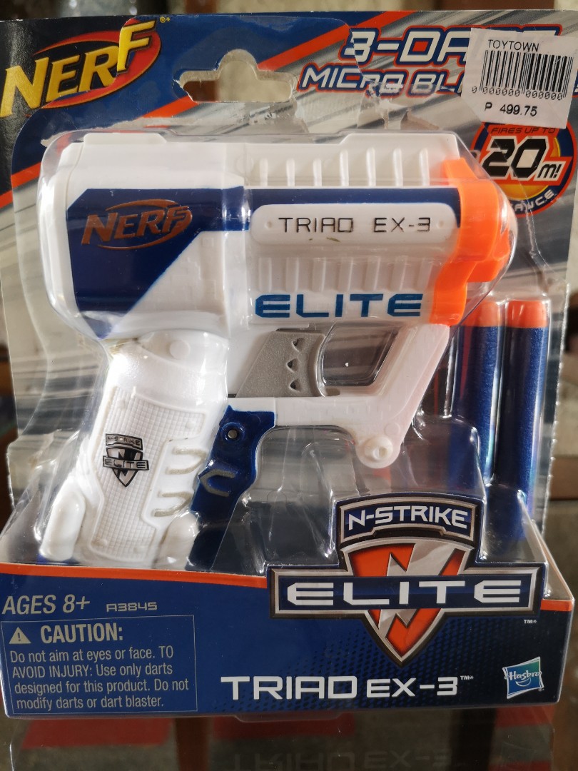 NERF Triad EX-3 Micro Blaster (white), Hobbies & Toys, Toys & Games on ...