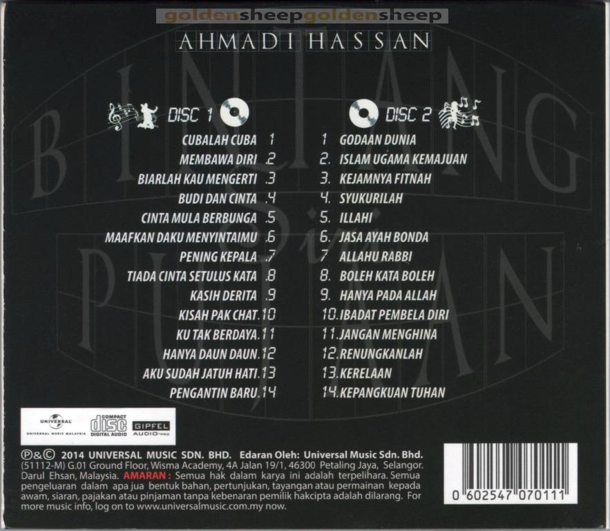 AHMADI HASSAN - Siri Bintang Pujaan 24 Bit Remastered - 2014 UNIVERSAL MUSIC ORIGINAL 2CD SET ...