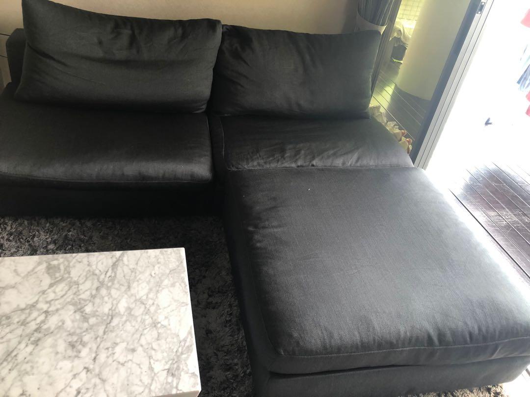 Black L Shape Sofa, Furniture & Home Living, Furniture, Sofas on Carousell
