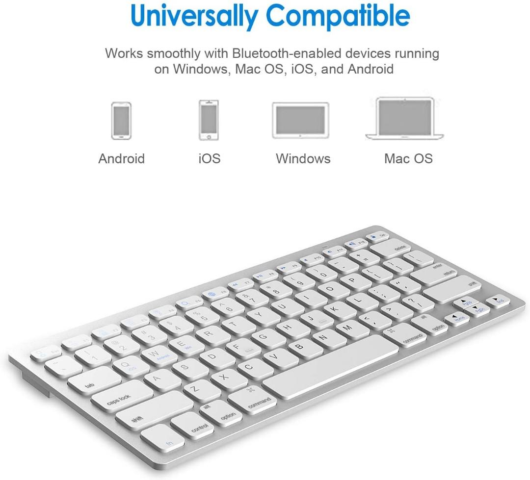 BNIB JETech 2156 Universal Bluetooth Wireless Keyboard, White ...