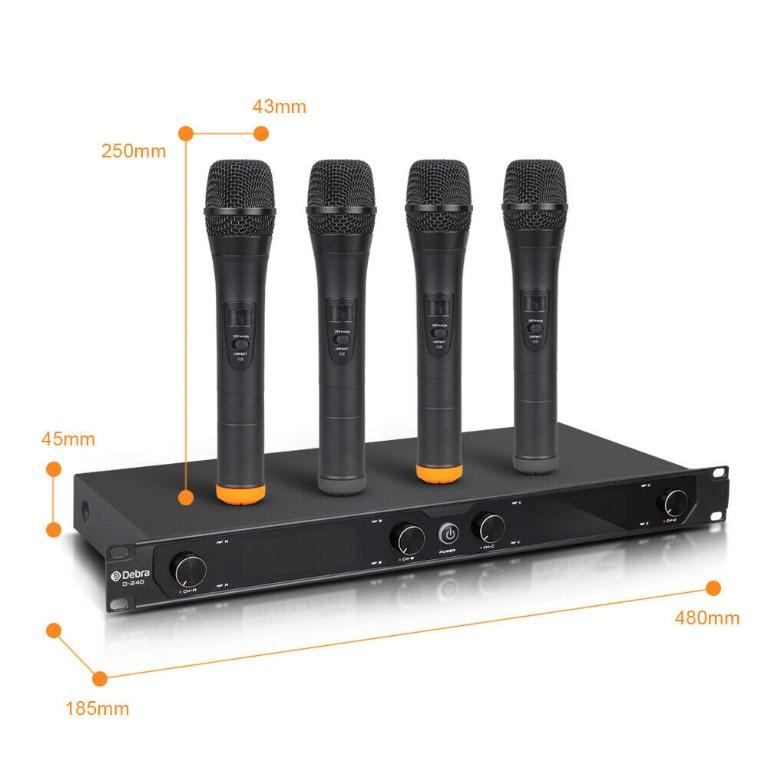 Debra Audio D-240 4 Channel Wireless Microphone System With Handheld ...