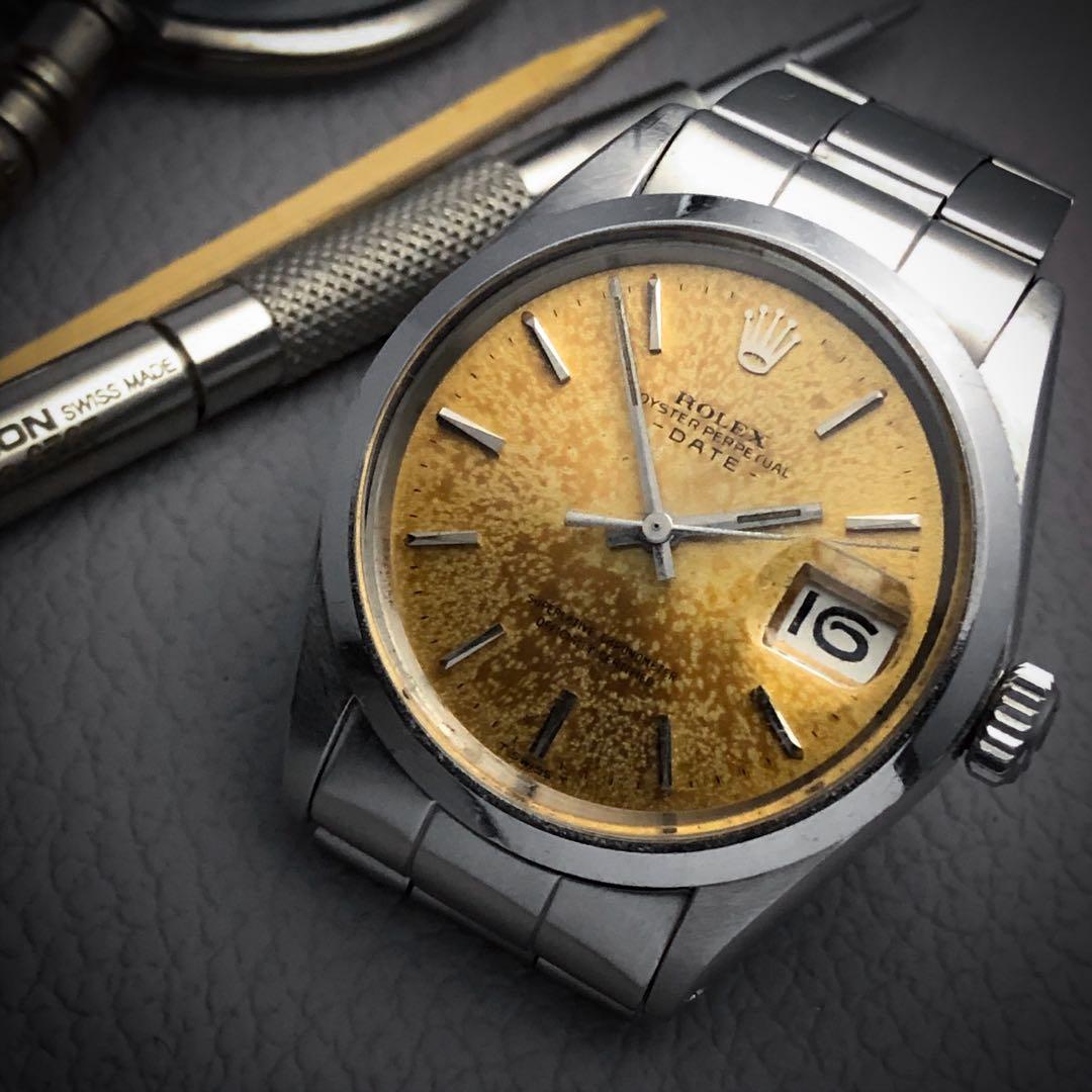 Rare 34mm Rolex Automatic 1500 OP Date with Crazed Amber Tropical Dial ...
