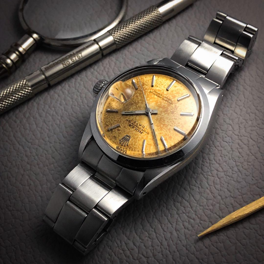 Rare 34mm Rolex Automatic 1500 OP Date with Crazed Amber Tropical Dial ...