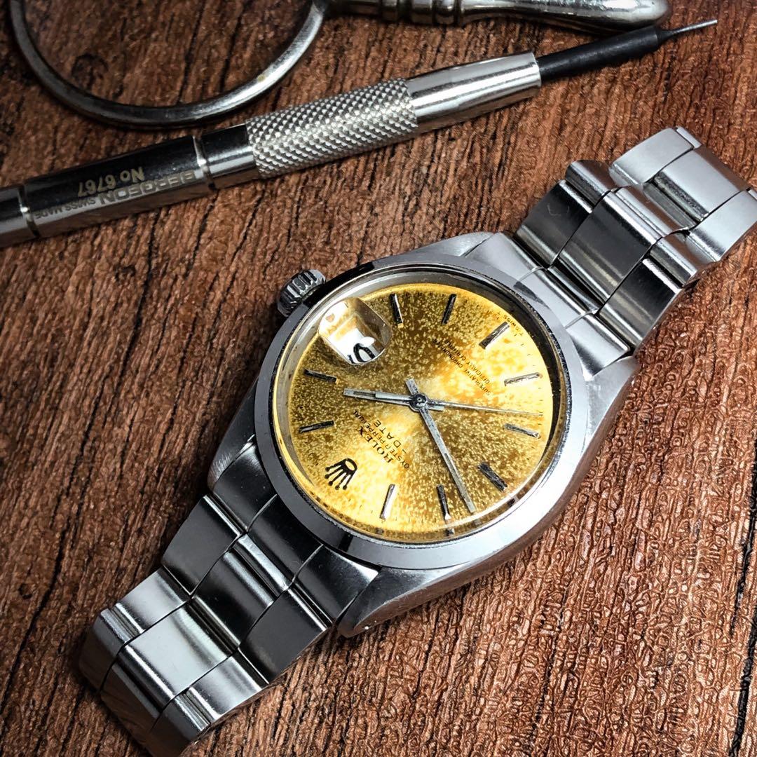Rare 34mm Rolex Automatic 1500 OP Date with Crazed Amber Tropical Dial ...