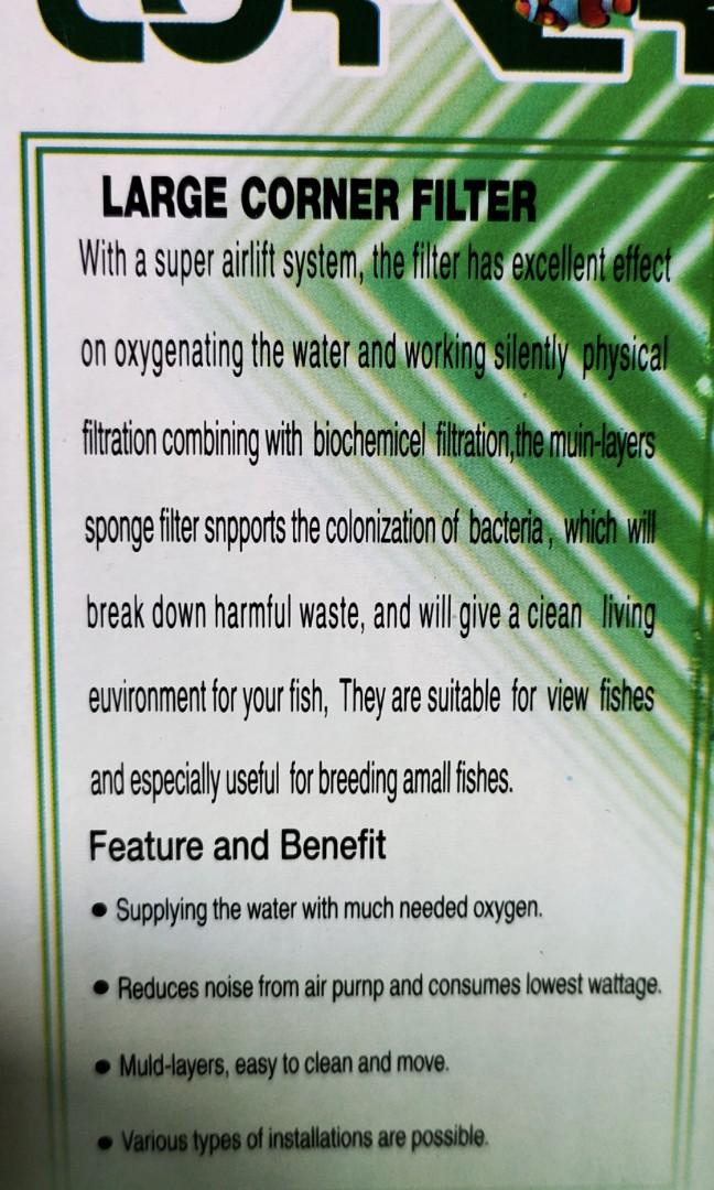 Aquarium Corner Filter complete with filter media, Pet Supplies, Homes ...