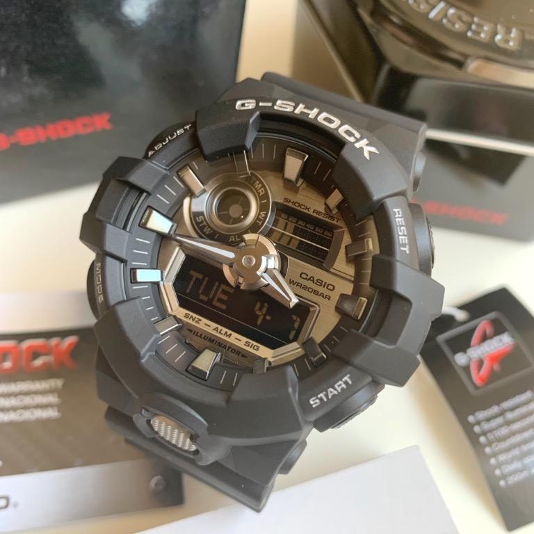BNEW AUTHENTIC Casio G-Shock GA710-1A Front Button Anadigi Silver Black ...