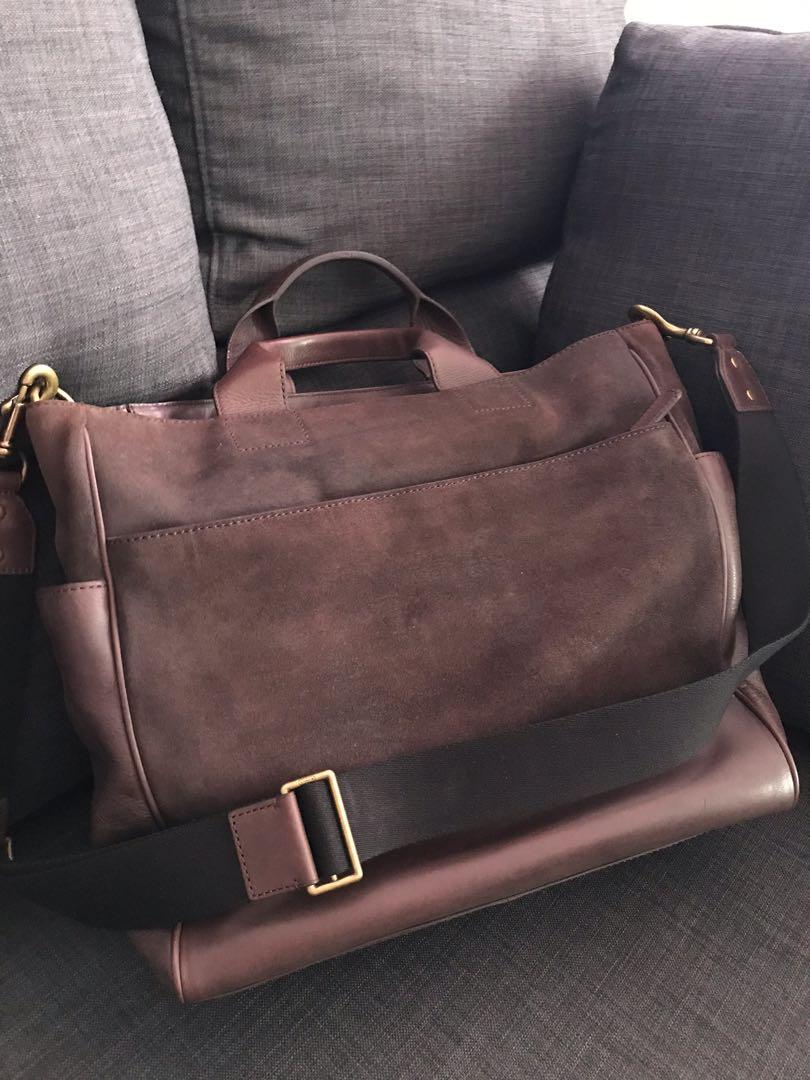 Coach Bleecker suede utility tote (chocolate) #70776, Men's Fashion ...
