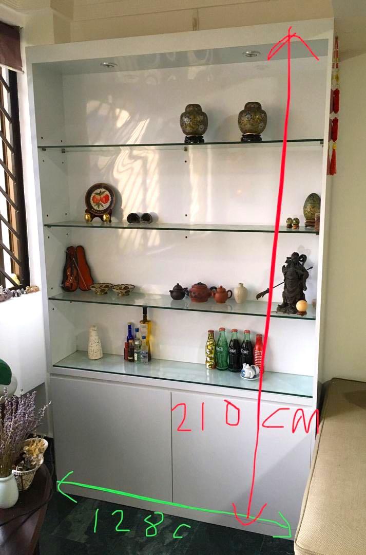 Double-sided Display Cabinet with Lighting, Furniture & Home Living ...
