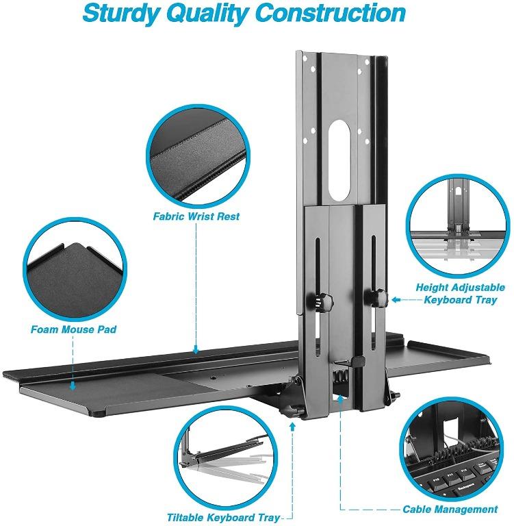 (HOT) AVLT-Power Steel Monitor Keyboard Wall Mount Height Adjustable ...