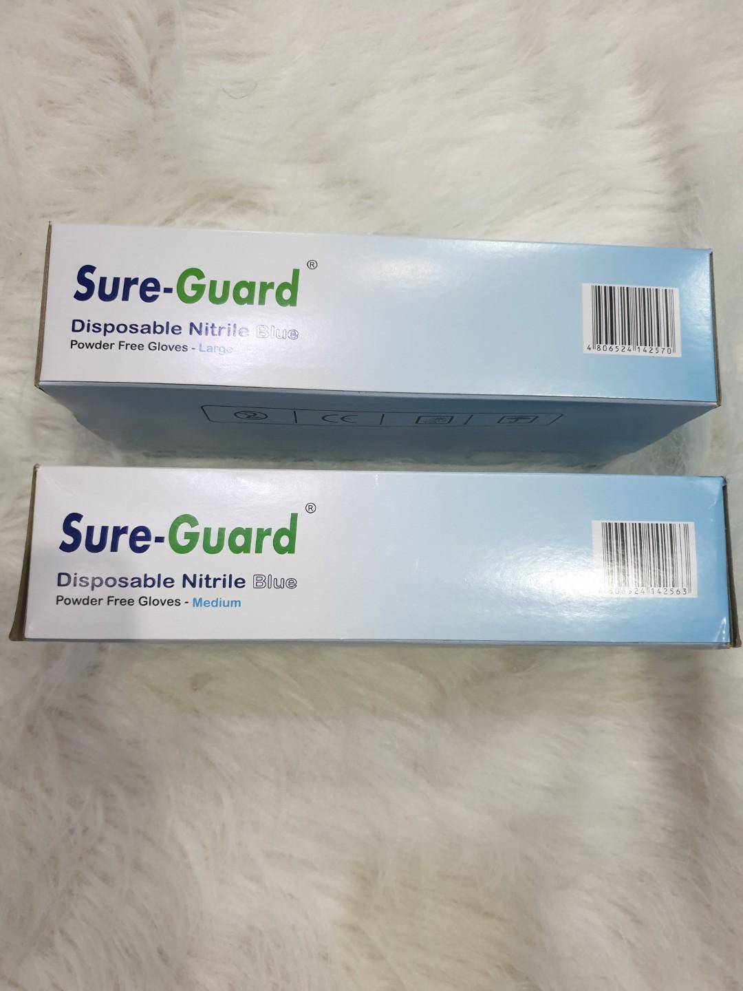 Sure-Guard Disposable Nitrile Powder Free Gloves, Beauty & Personal ...
