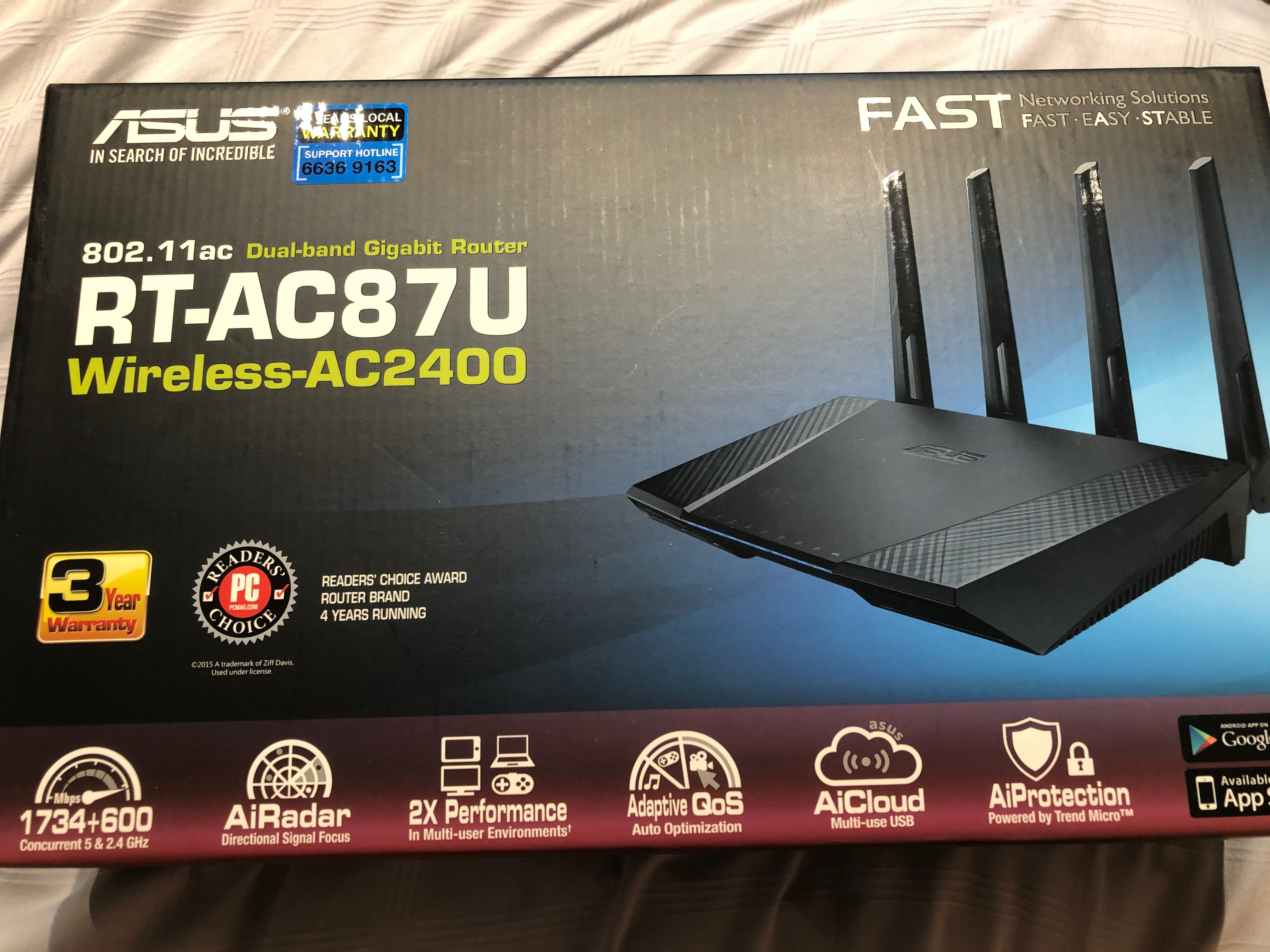 Asus Wireless Router model RT-AC87U, Computers & Tech, Parts ...