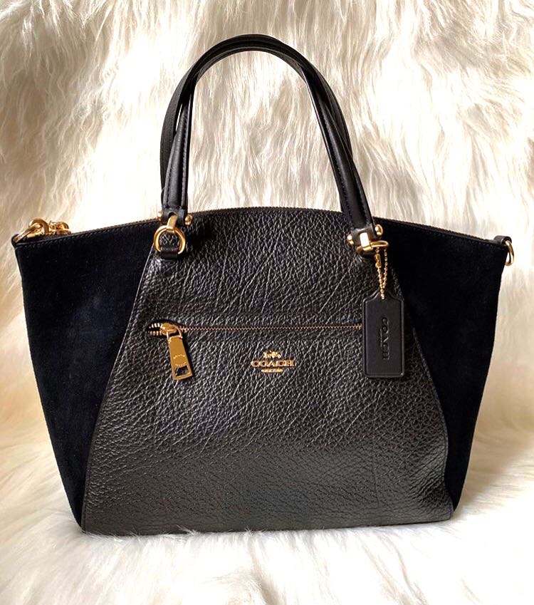 Coach Prairie Satchel Buffalo Embossed Leather and Suede BLACK ON HAND ...