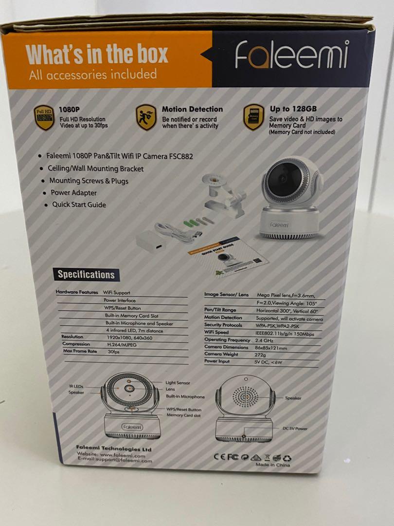 Faleemi Pan&Tilt 1080P Wireless IP Cam, 傢俬＆家居, 保安及門鎖 , 保安系統及閉路電視 ...
