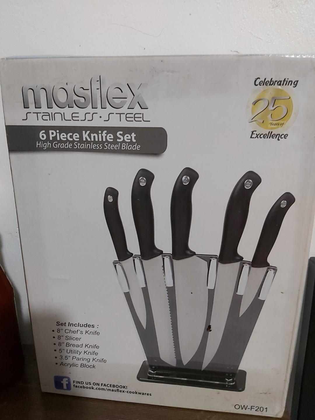 Masflex stainless steel 6 pc Knife Set, Furniture & Home Living ...