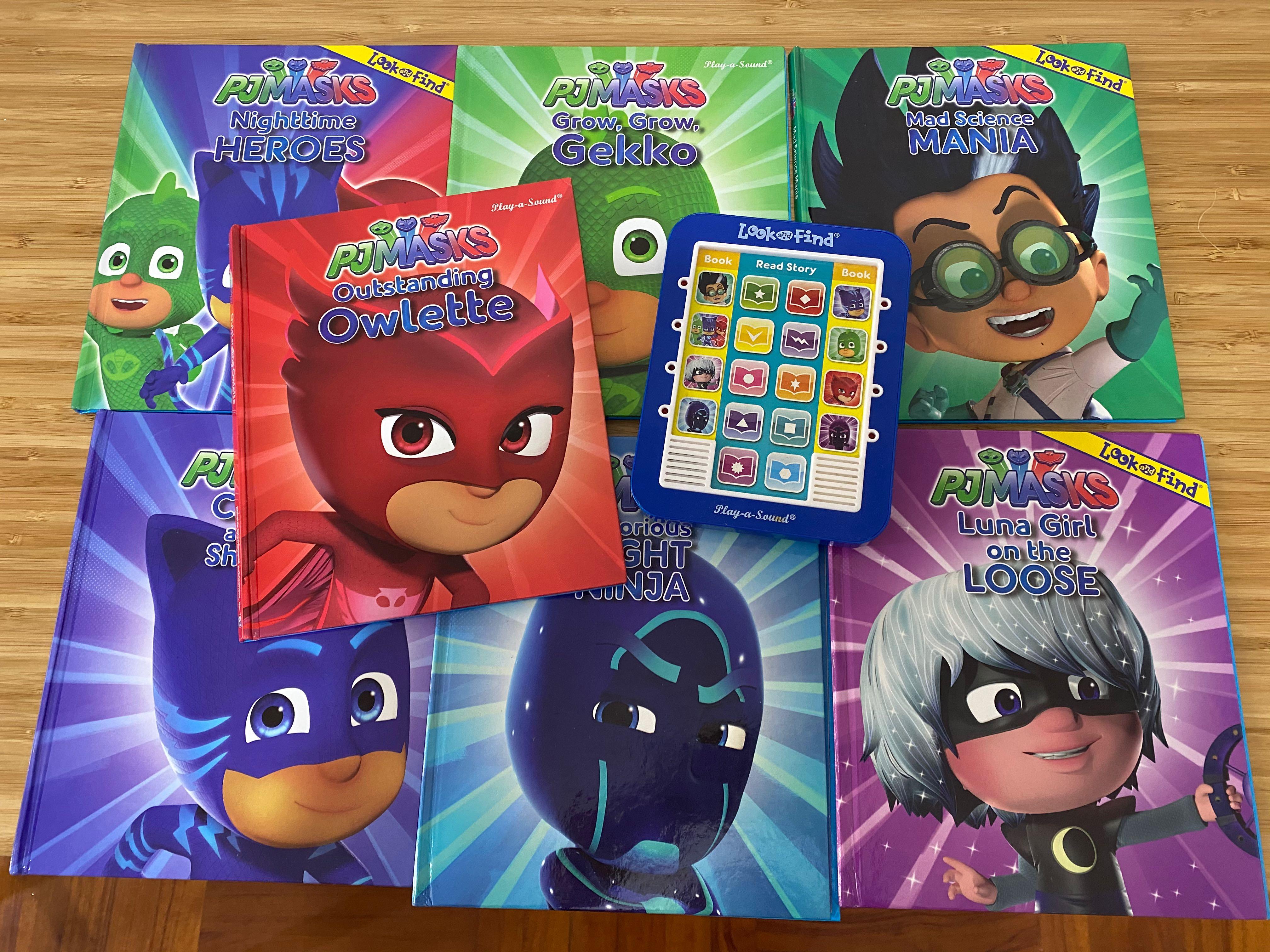 Pj masks 發聲書 play-a-sound book set, 興趣及遊戲, 書本 & 文具, 小朋友書 - Carousell
