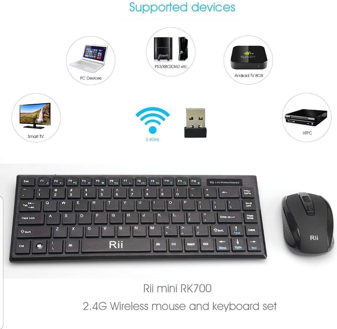 Rii (Backlit Version) I15 Mini Rechargeable Wireless Remote Handheld ...