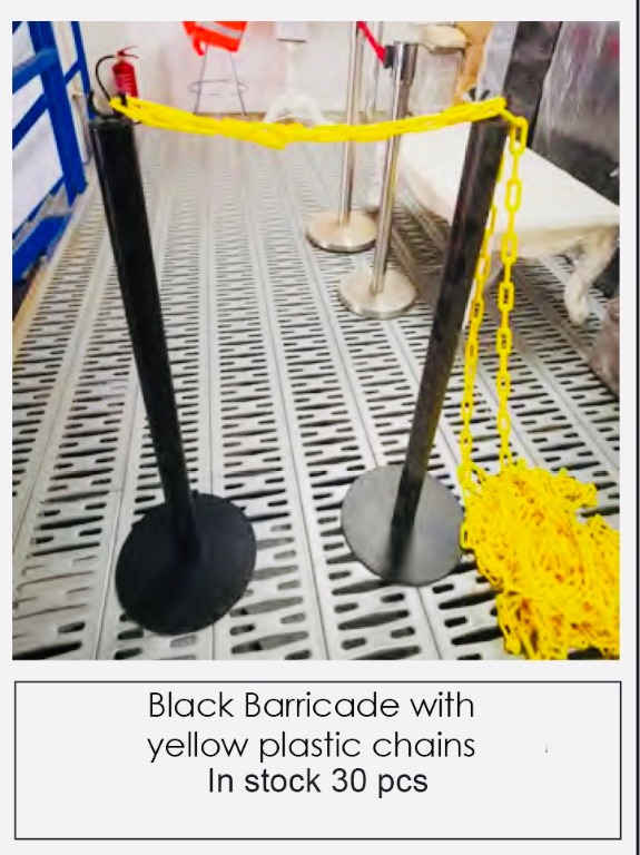 Black Barricade | Q-pole with Yellow plastic chains, Furniture & Home ...