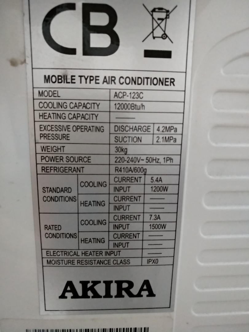 Akira portable aircon, TV & Home Appliances, Air Conditioners & Heating ...