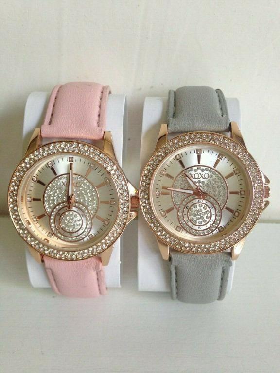 NEW! XOXO ROSE GOLD DIAL BLUSH PINK & GRAY LEATHER STRAP WATCH DUO SET ...